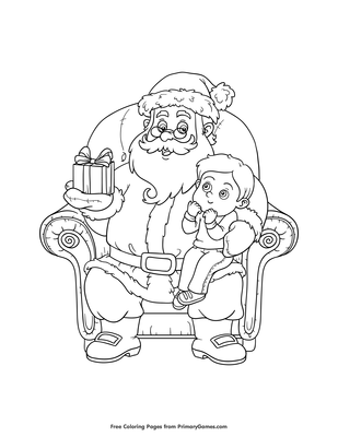 Lap Coloring Page Santa Is Knocking On The Door And A Boy Opens