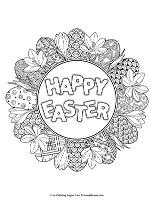 Happy Easter Coloring Page