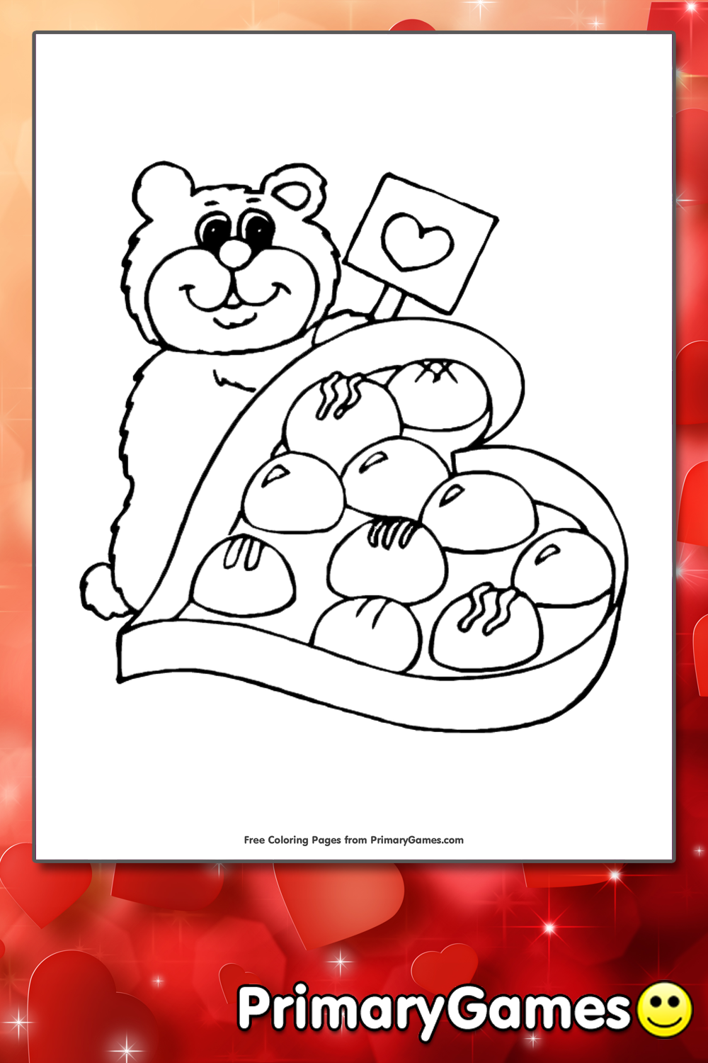Teddy Bear Valentine Coloring Pages