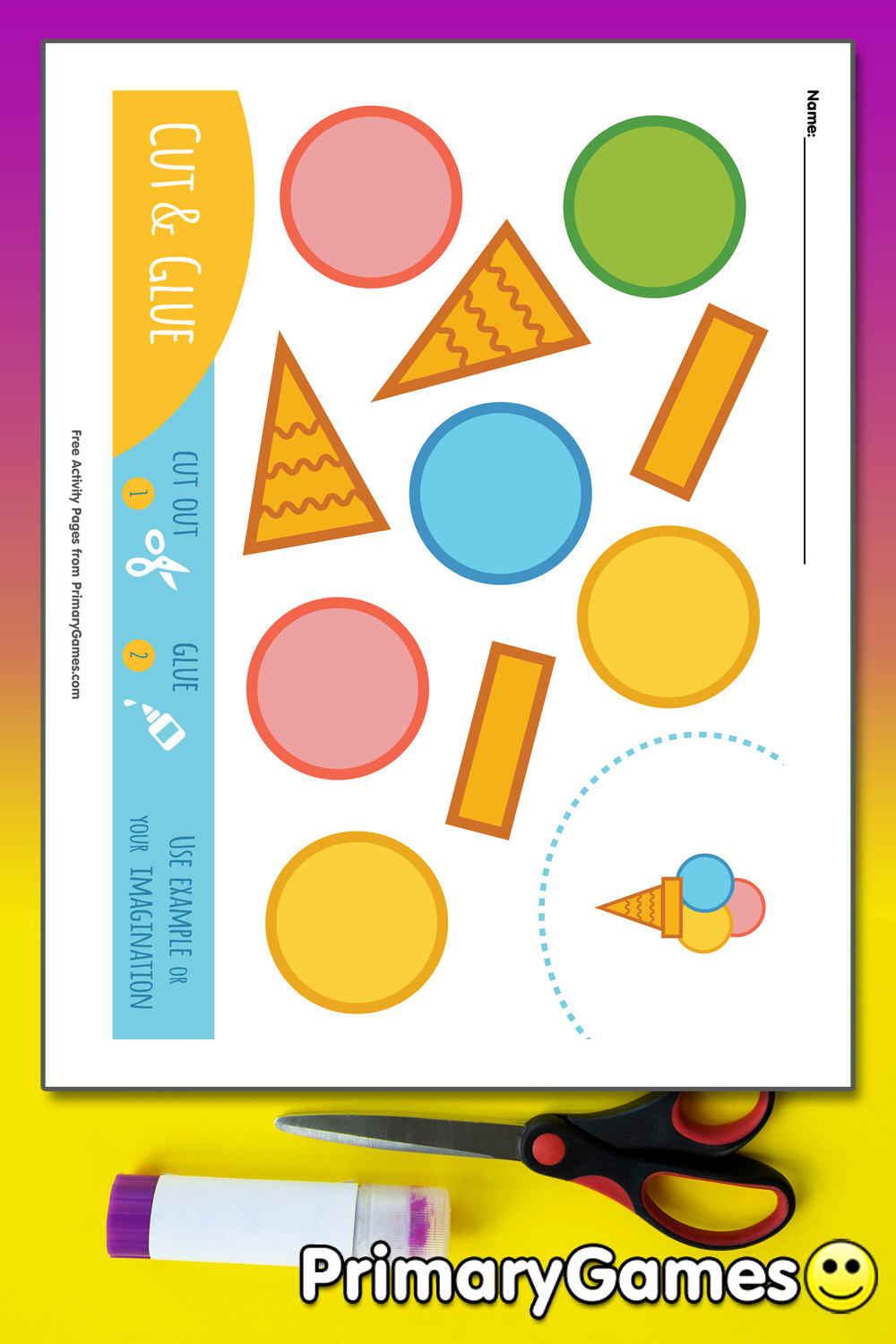 Cut Ice Cream Worksheets