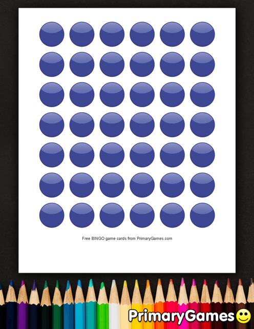 Blue Circle BINGO Markers • FREE Printable Game from PrimaryGames