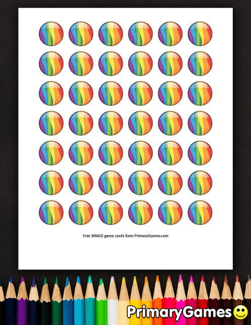 Rainbow Circle BINGO Markers • FREE Printable Game from PrimaryGames