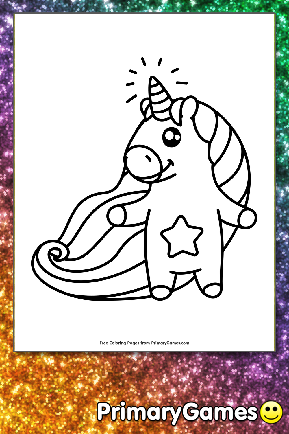 unicorn coloring pages with stars