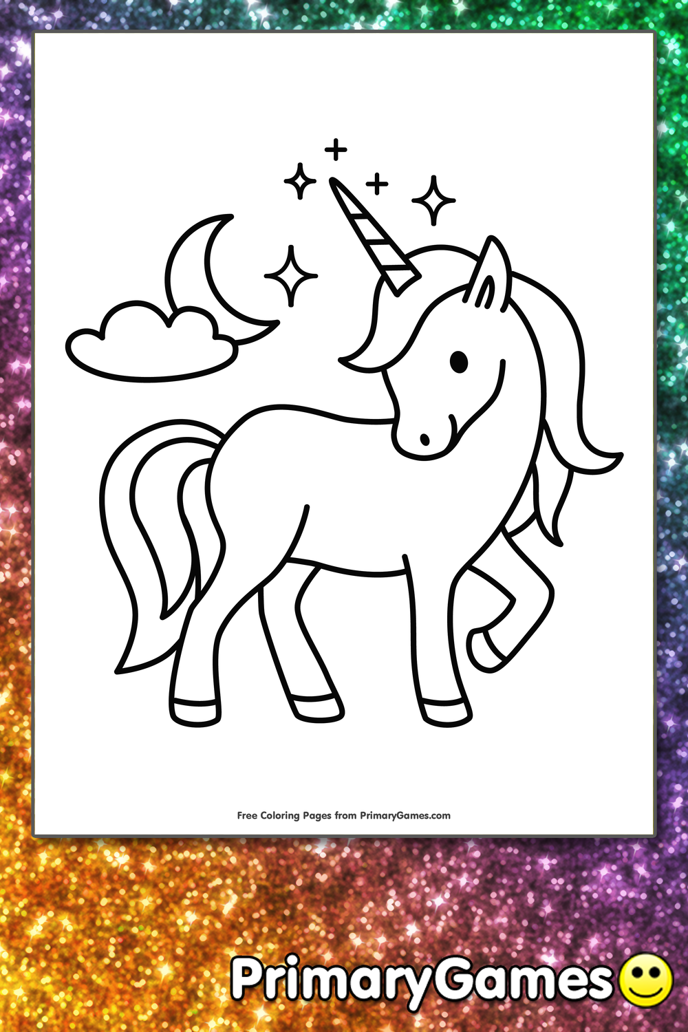 unicorn on the moon coloring pages