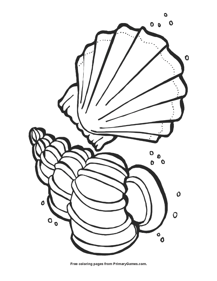 Seashells Coloring Page • FREE Printable PDF from PrimaryGames